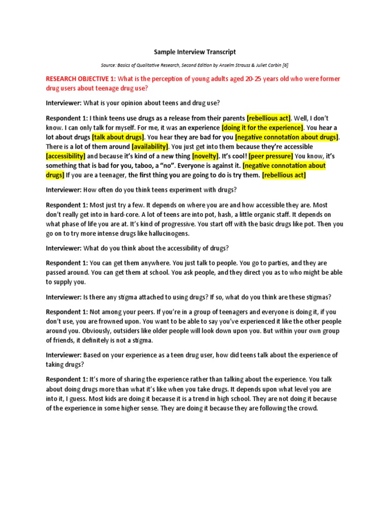 Sample Interview Transcript With Coding | PDF | Socialization | Adolescence