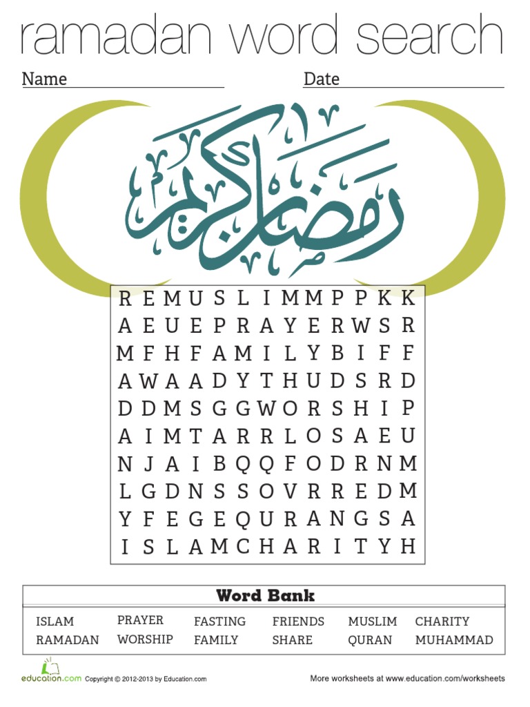 Ramadan Word Search | PDF | Wellness | Religion & Spirituality