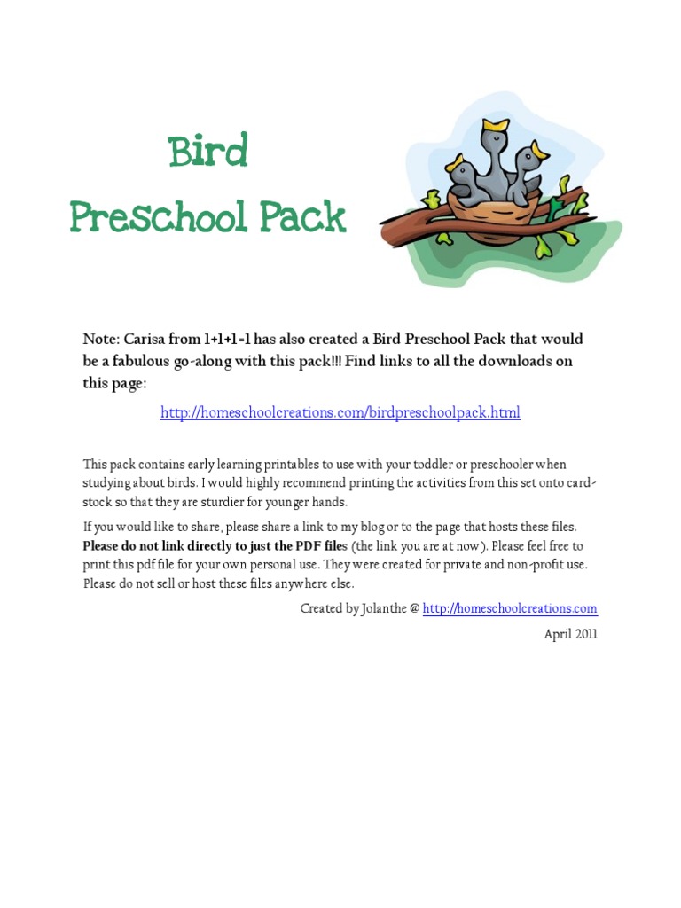 Bird Preschool Pack PDF | PDF | Nest | Birds