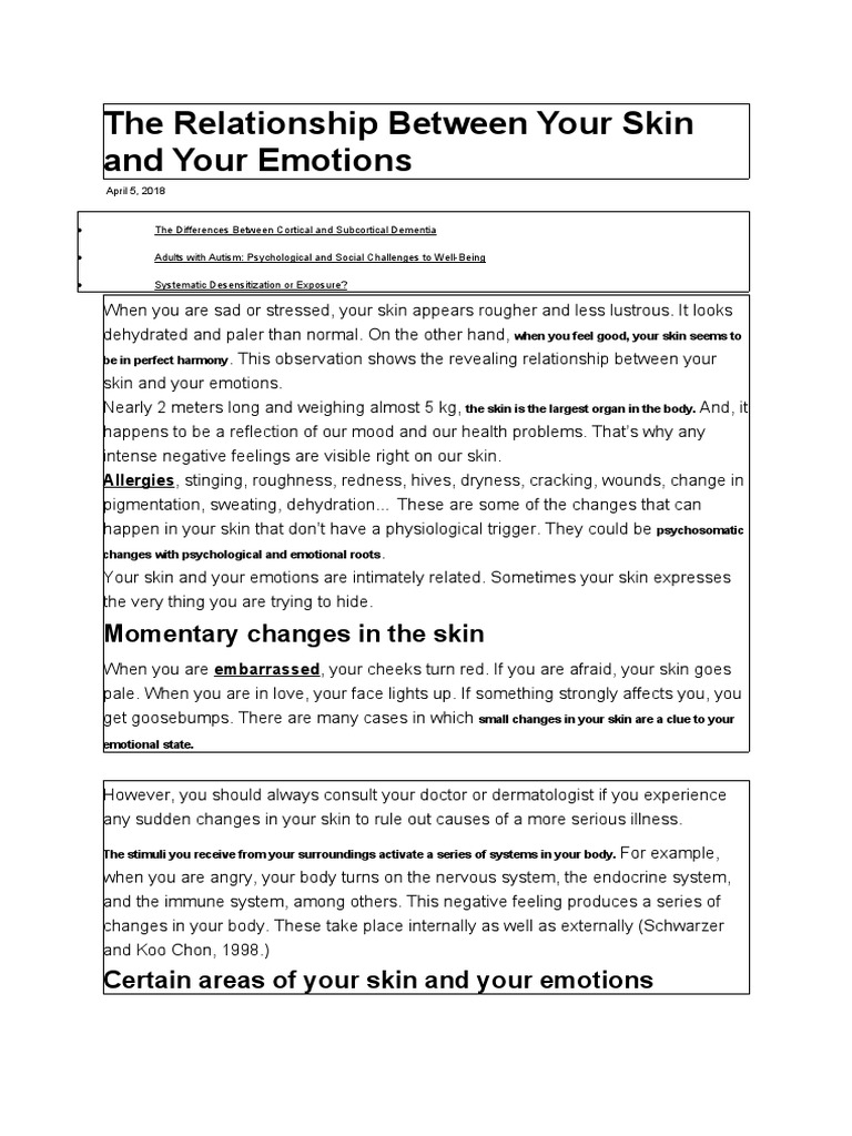 The Relationship Between Your Skin and Your Emotions | PDF | Skin ...