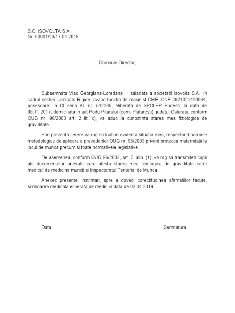 Instiintare Gravida | PDF