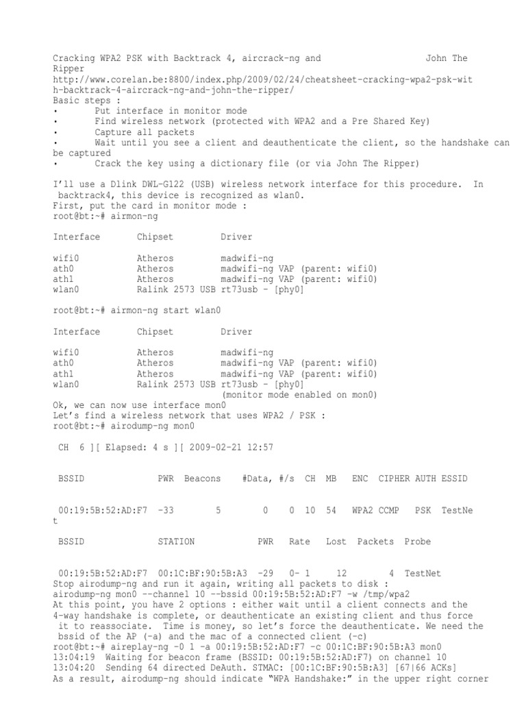 WPA2 PSK Cracking Guide with Backtrack | PDF | Usb | Network Protocols
