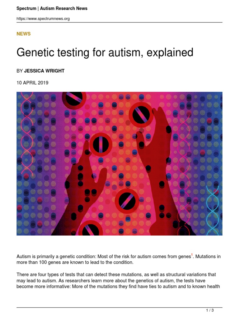 Genetic Testing For Autism, Explained: Spectrum - Autism Research News ...