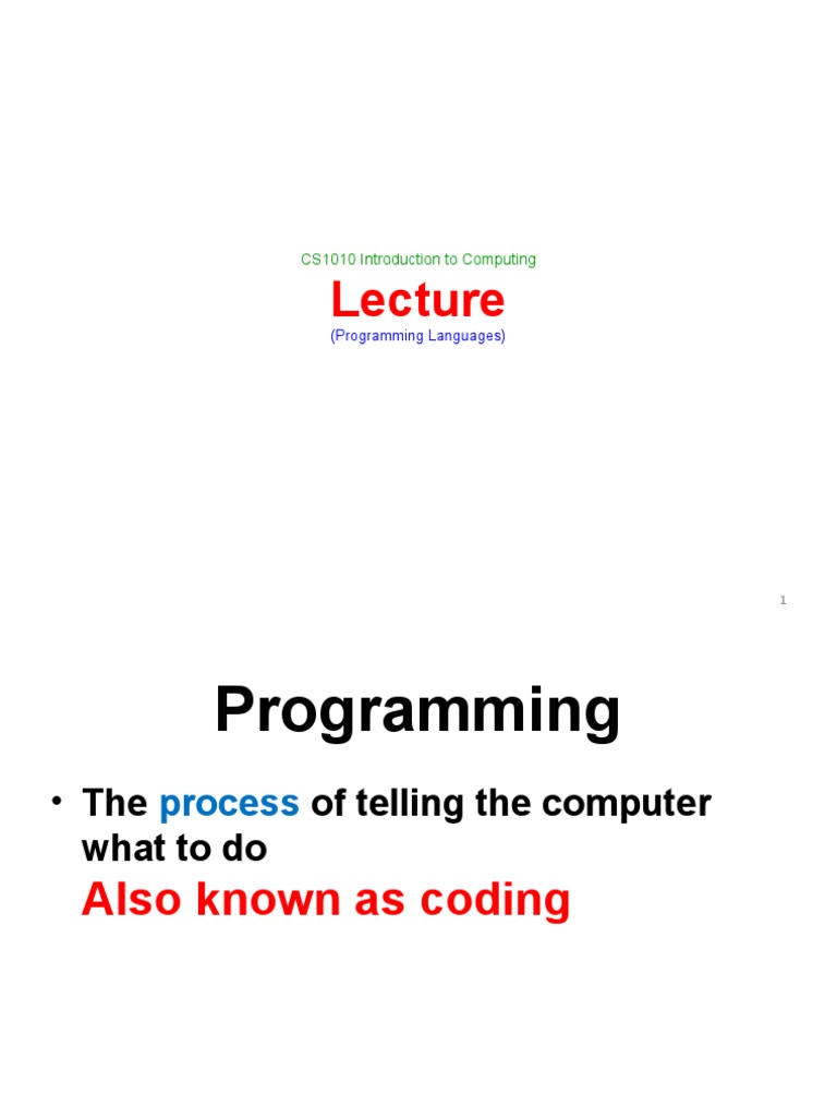CS1010 Introduction To Computing: (Programming Languages) | PDF | Array ...