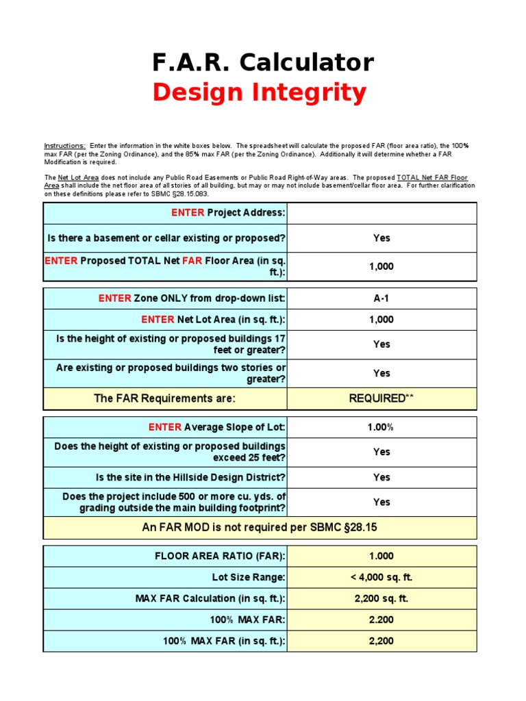 Design Integrity: F.A.R. Calculator | PDF | Basement