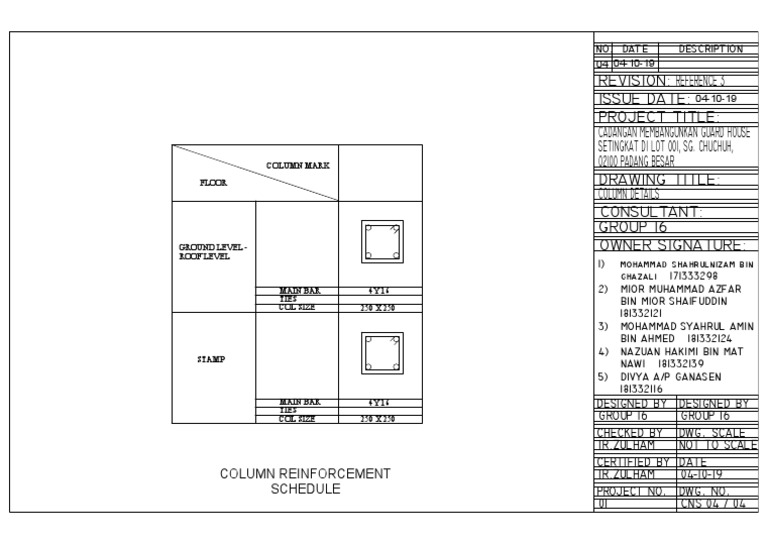 Column Reinforcement Schedule Details | PDF