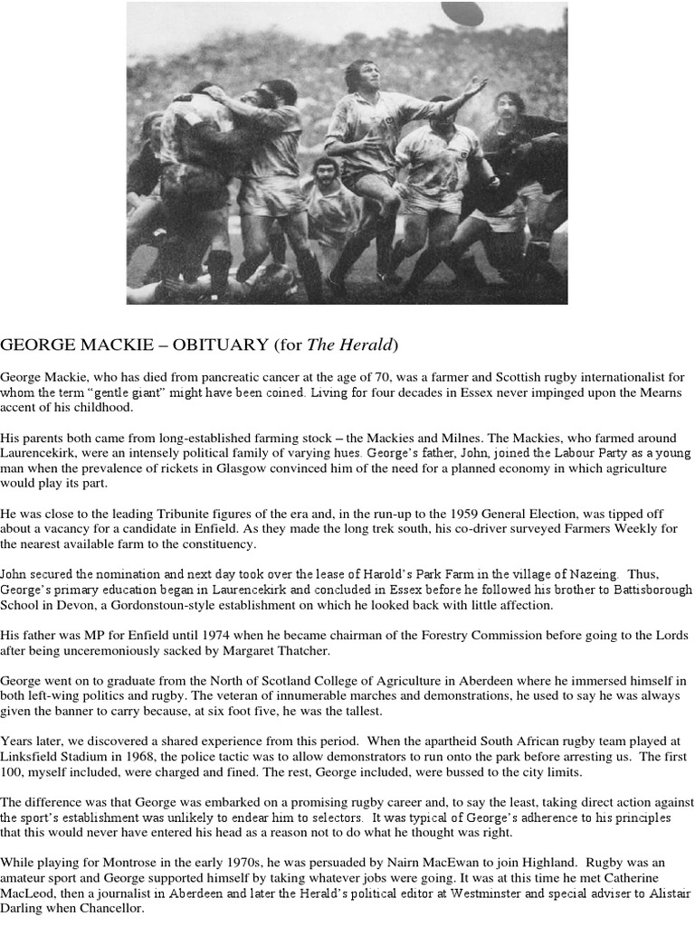 George Mackie - Obituary | PDF