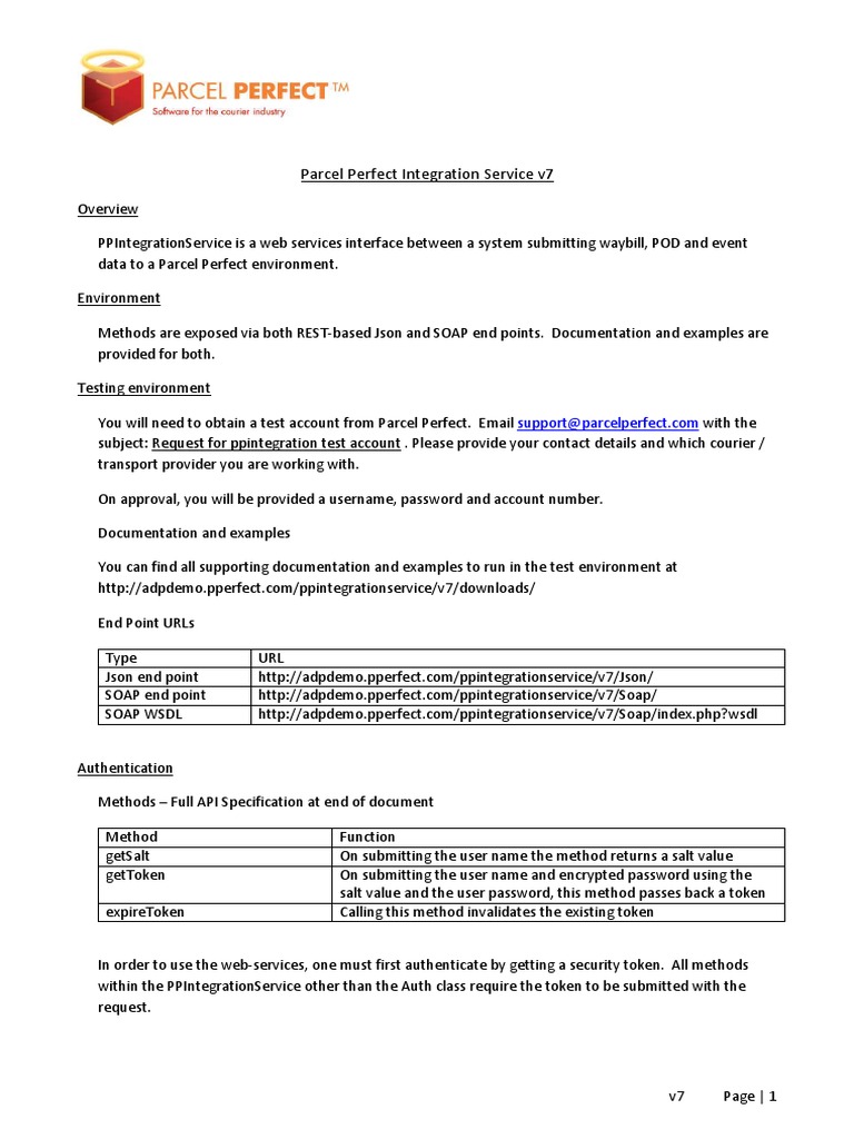 Parcel Perfect Integration Service - v7 | PDF | Password | String ...