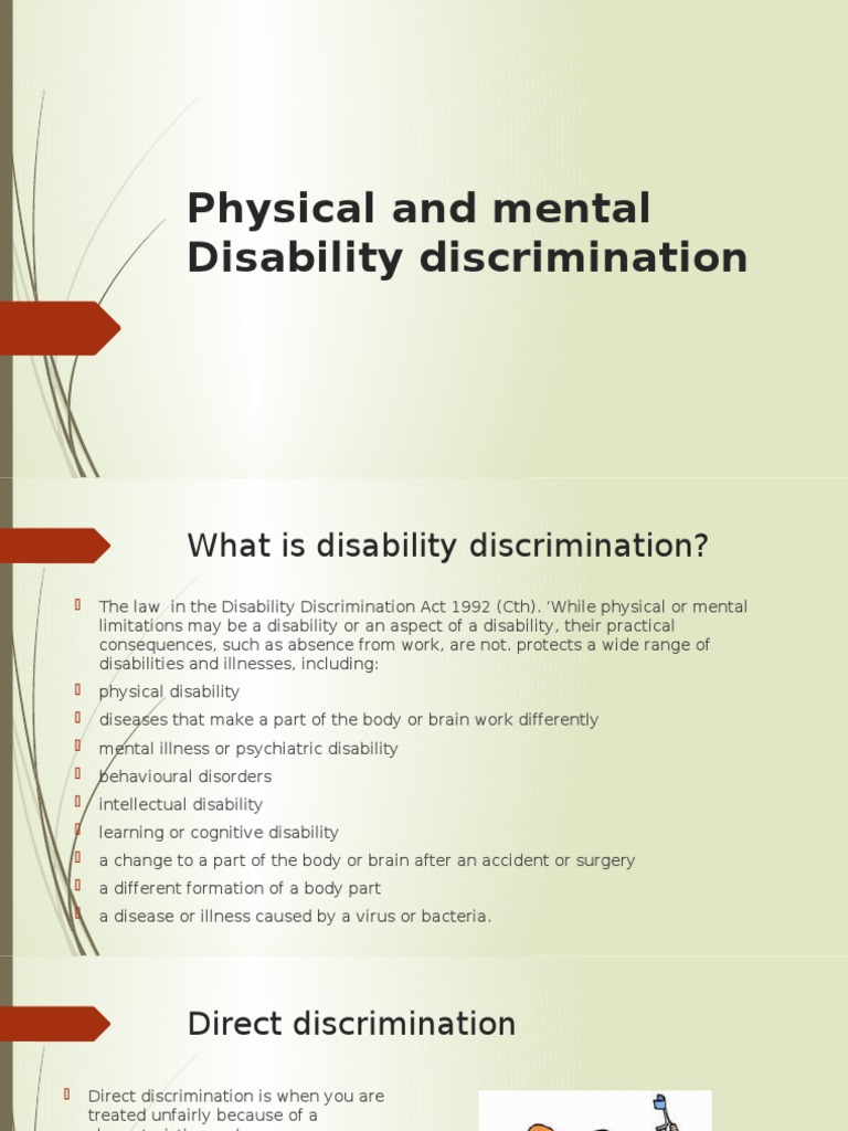 Physical and Mental Disability Discrimination | PDF | Disability ...