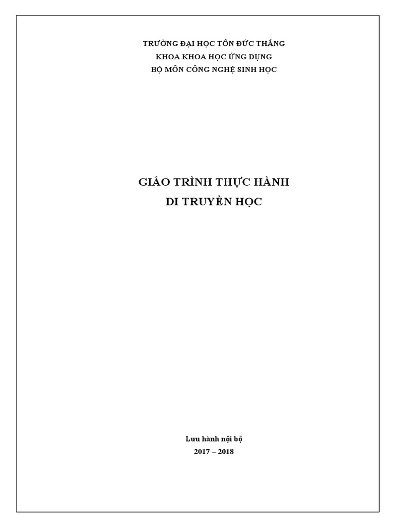 Giáo trình TH Di truyền học - TDTU PDF | PDF