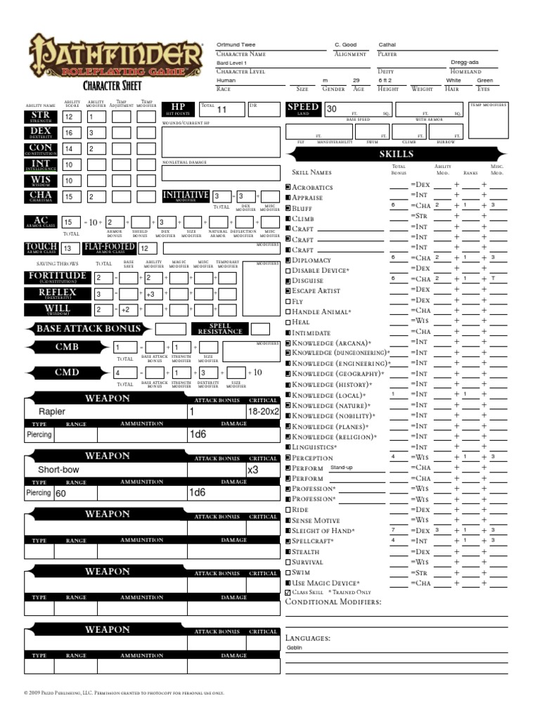 Character Sheet: STR DEX CON INT WIS CHA HP Speed | PDF | Role Playing ...