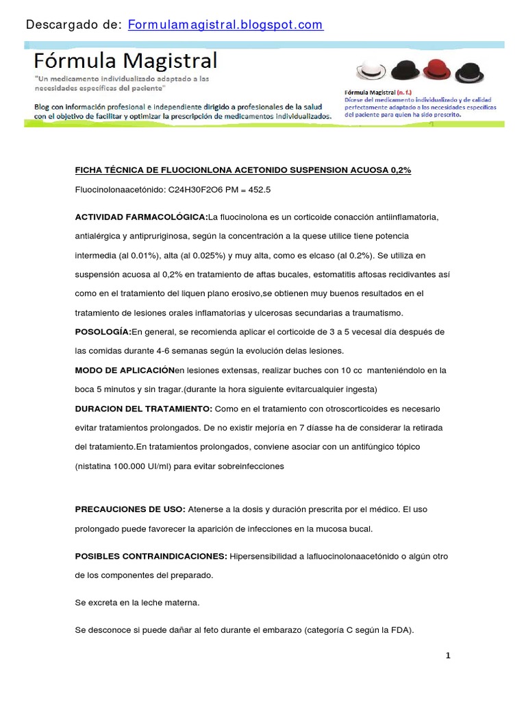 FLUOCINOLONA ACETONIDO 0,2% SUSPENSIÓN ACUOSA.pdf | Medicamentos con ...