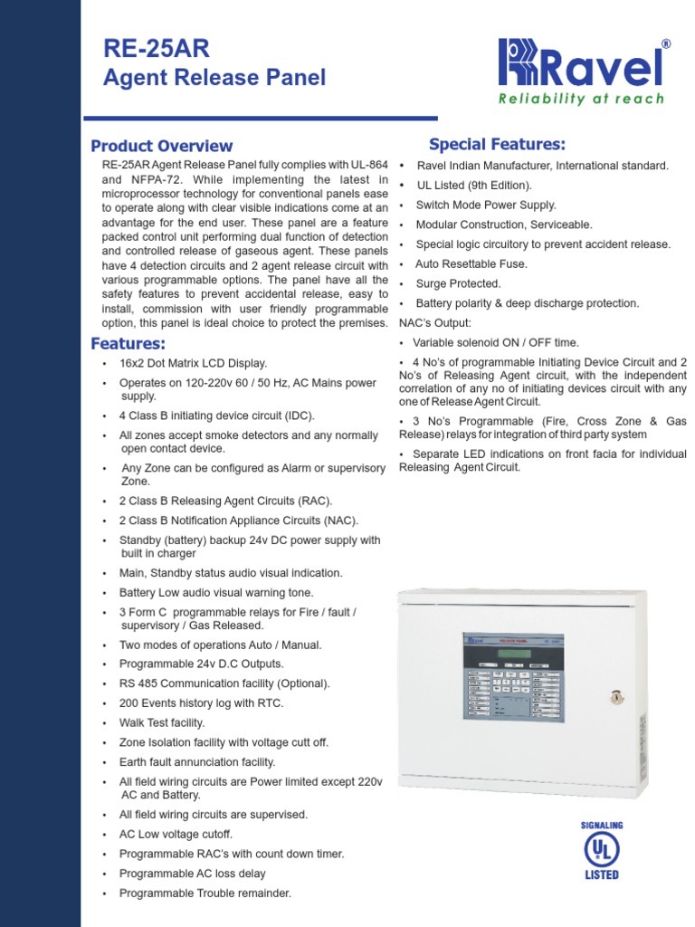 RE-25AR Agent Release Panel Overview | PDF | Amplifier | Relay