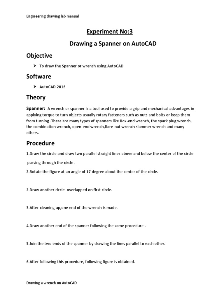Spanner Drawing in AutoCAD Guide | PDF | Home & Garden | Technology ...