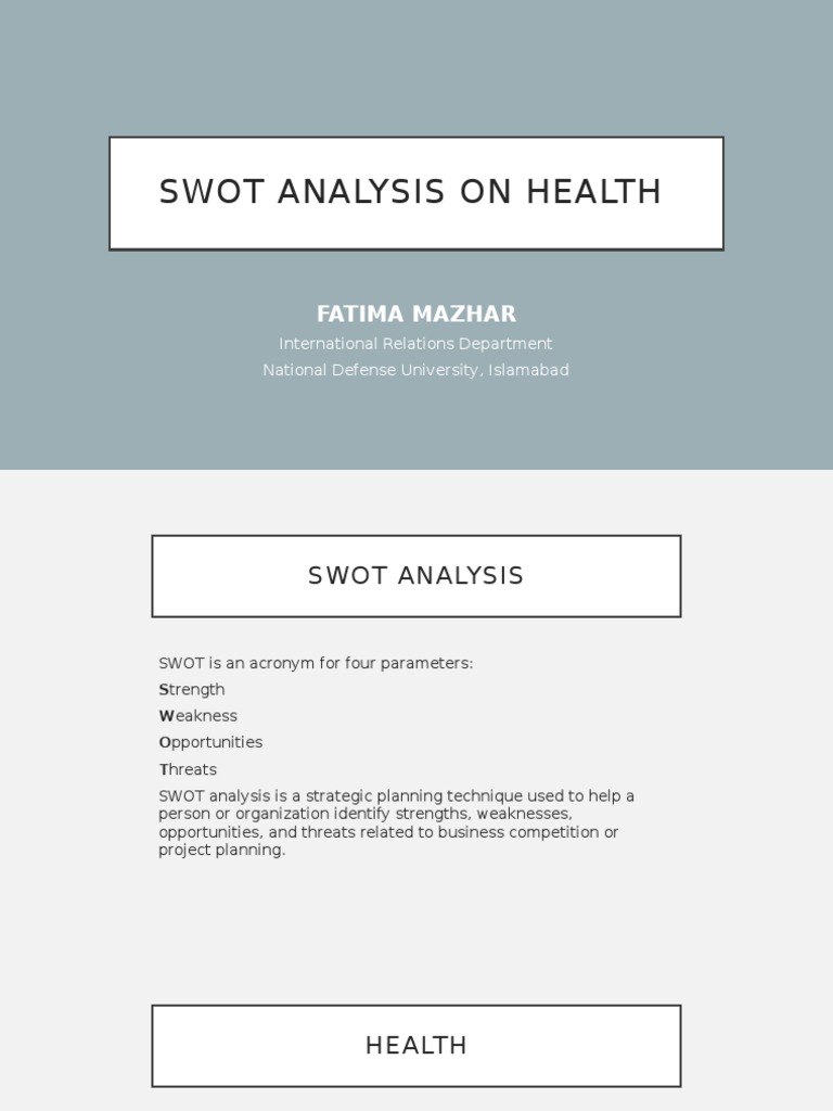 SWOT Analysis: Health Sector Insights | PDF | Wellness | Lifestyle