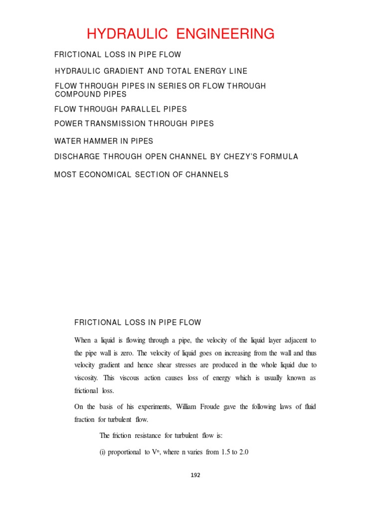 Frictional Loss in Pipe Flow Analysis | PDF | Fluid Dynamics | Motion ...