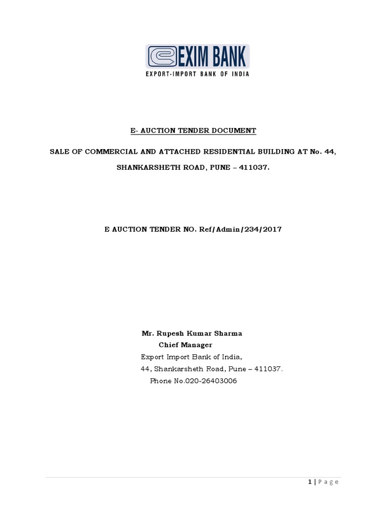E-Auction Tender for Pune Property Sale | PDF | Legal Tender | Auction