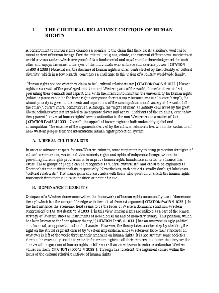 I. The Cultural Relativist Critique of Human Rights: A. Liberal ...