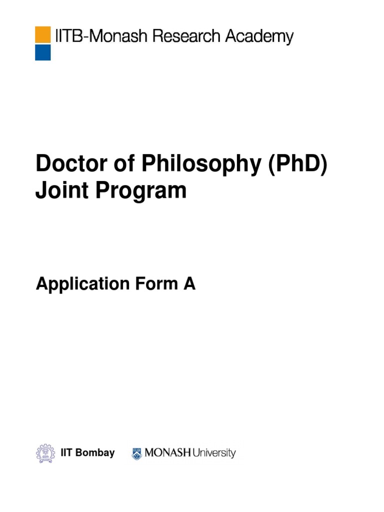 Doctor of Philosophy (PHD) Joint Program: Application Form A | PDF ...