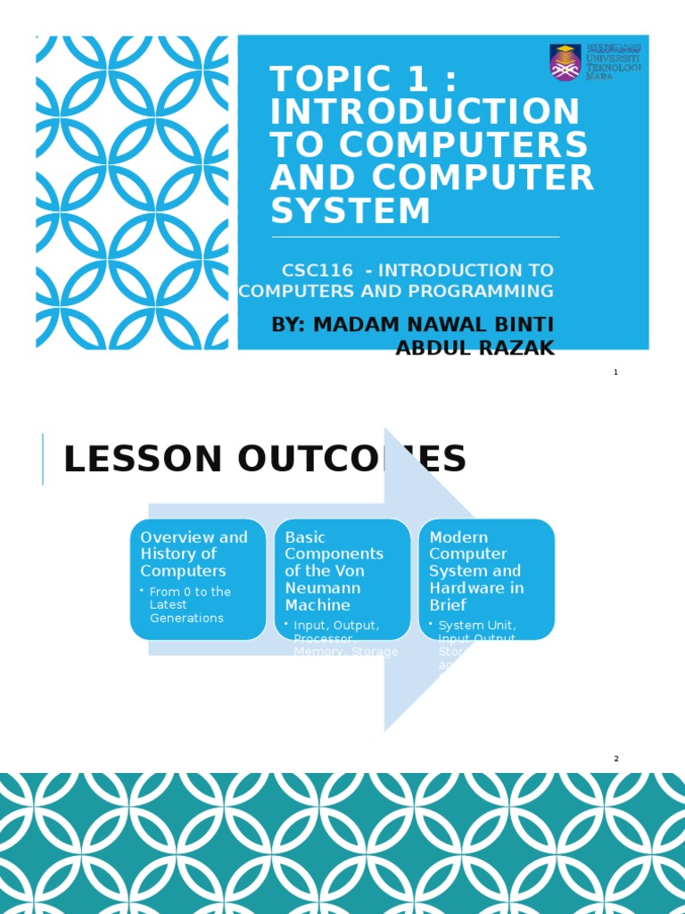 Topic 1: To Computers and Computer System: By: Madam Nawal Binti Abdul Razak | PDF | Central ...