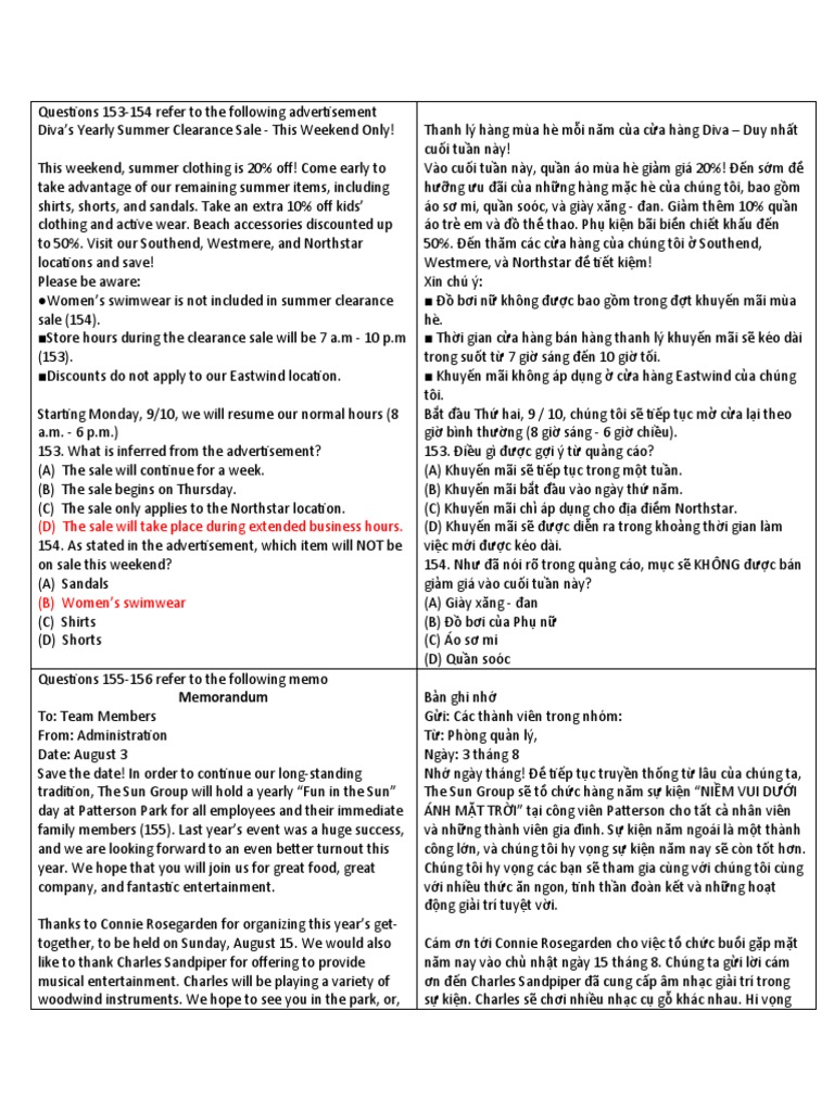 TOEIC Part 7 | PDF
