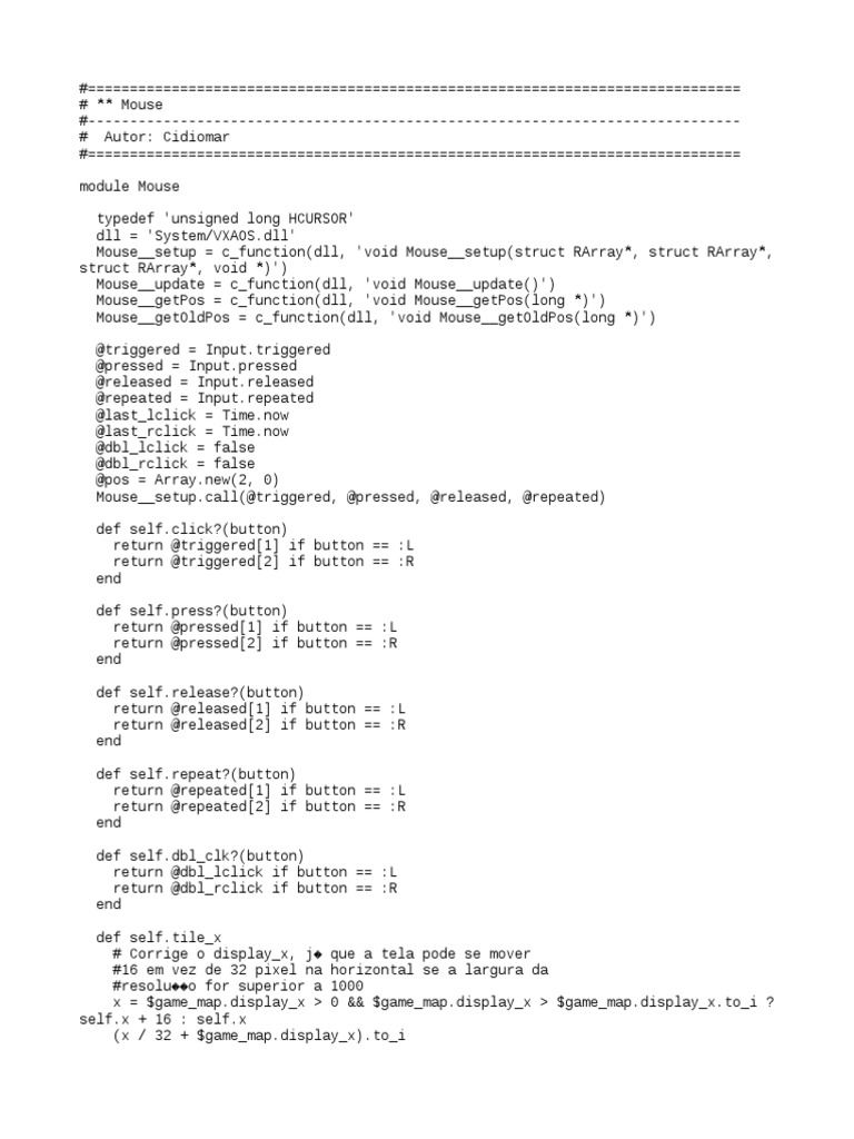 Mouse Script RPG Maker VX Ace | PDF | Computer Programming