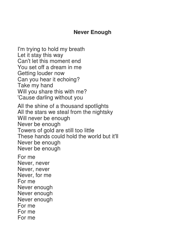Never Enough PDF | PDF