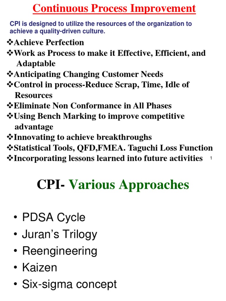 Continuous Process Improvement Methods CPI | PDF | Business Process ...