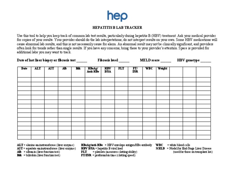 Hepatitis B Lab Results Tracker | PDF