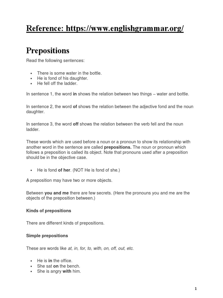 All About Prepositions PDF | Download Free PDF | Preposition And ...