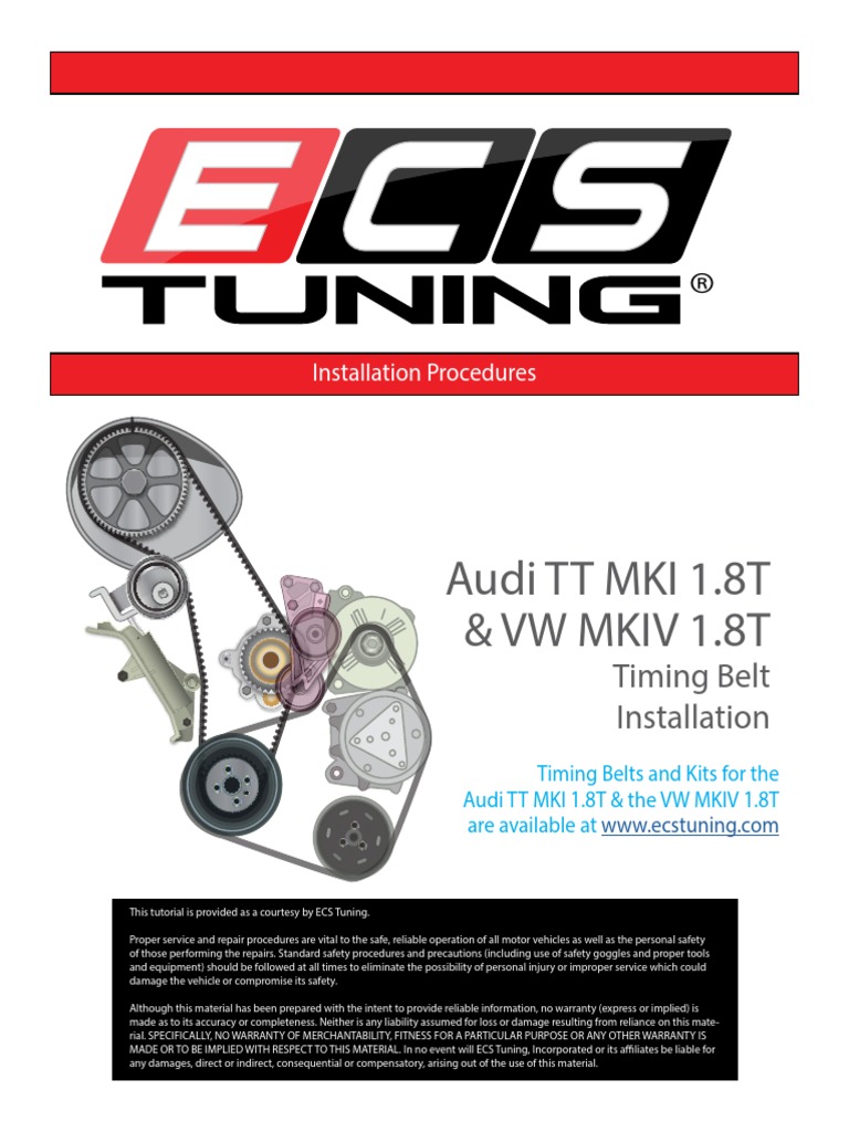 Audi TT MKI 1.8T & VW Mkiv 1.8T: Timing Belt Installation | PDF | Belt ...