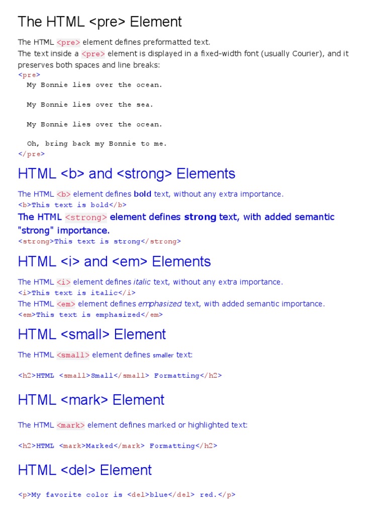 HTML Element | PDF | Html Element | Html