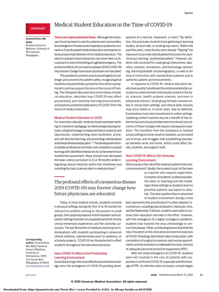 Jama Rose 2020 VP 200069 | PDF | Medical School | Medical Education