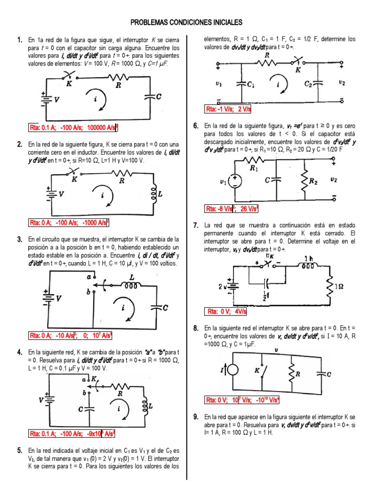 Problemas Condiciones Iniciales | PDF | Almacen de energia | Fuerza