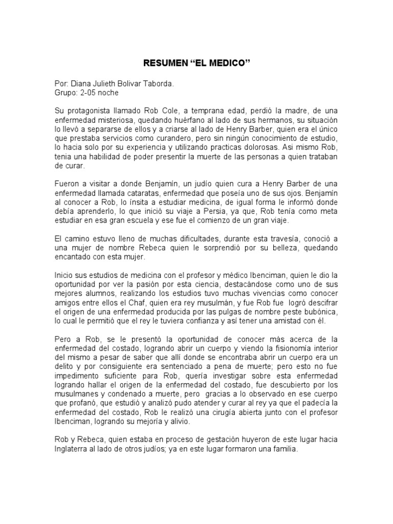 Resumen Película El Medico | PDF | Bienestar | Medicina