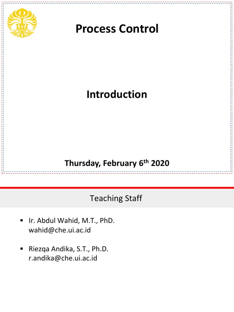 Process Control - Introduction | PDF | Process Control | Control Theory