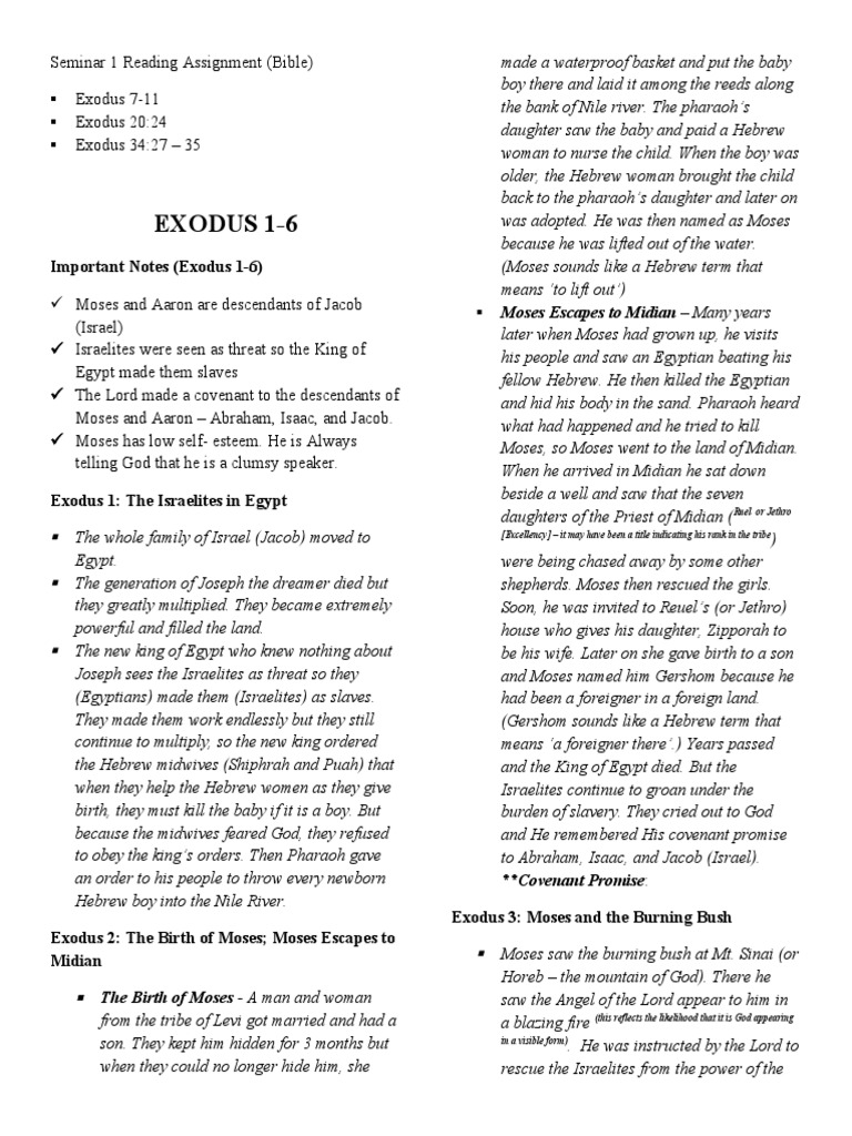 Important Notes (Exodus 1-6) | PDF | The Exodus | Book Of Exodus