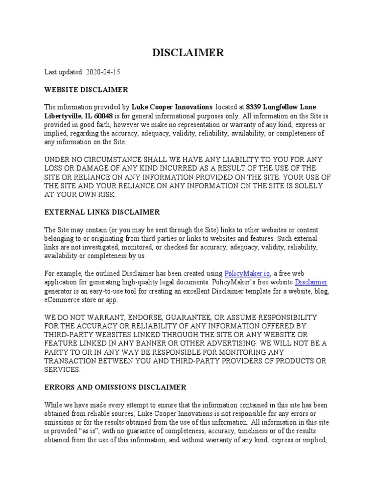 Disclaimer | PDF | Disclaimer | Common Law