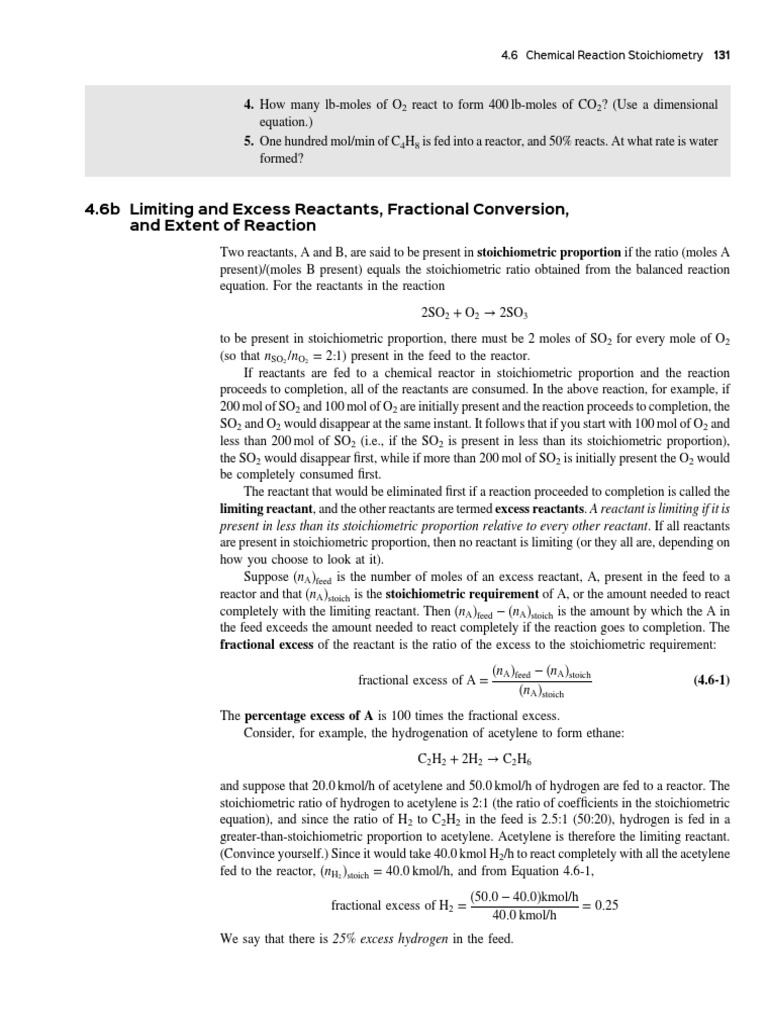 Limiting and Excess Reactants - Fractional Conversion - and - Extend ...