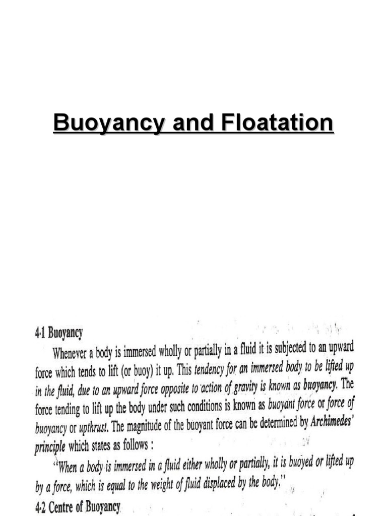 Buoyancy and Floatation | PDF
