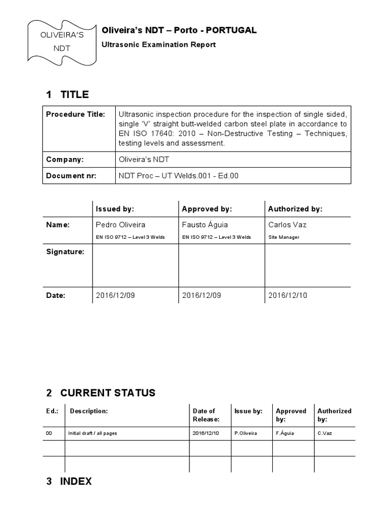 NDT Procedure PCN Test1 | PDF | Nondestructive Testing | Welding