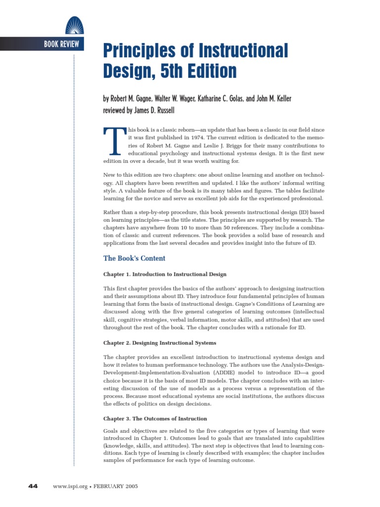 Principles of Instructional Design, 5th Edition: Book Review | PDF ...