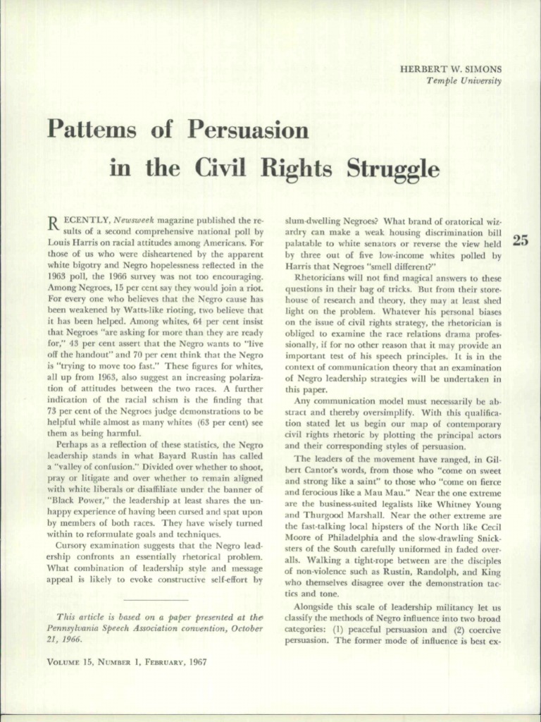 Patterns of Persuasion in The Civil Rights Struggle: Temple University ...