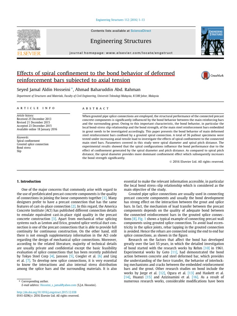Effects of Spiral Confinement To The Bond Behavior of Deformed ...