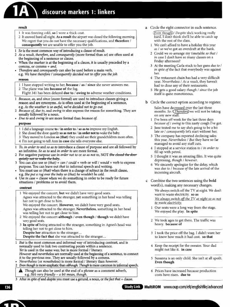 Discourse Markers: Linkers Explained | PDF | Verb | Sentence (Linguistics)