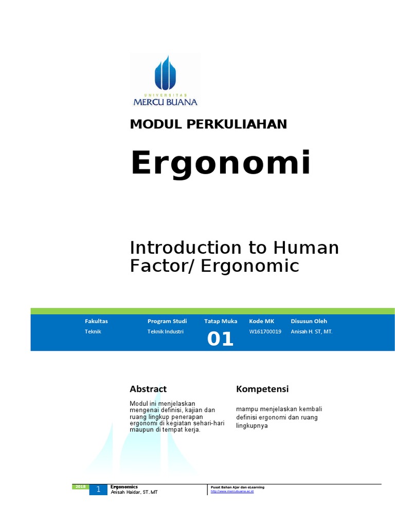 Modul Ergonomi Dan K3 (TM1) | PDF