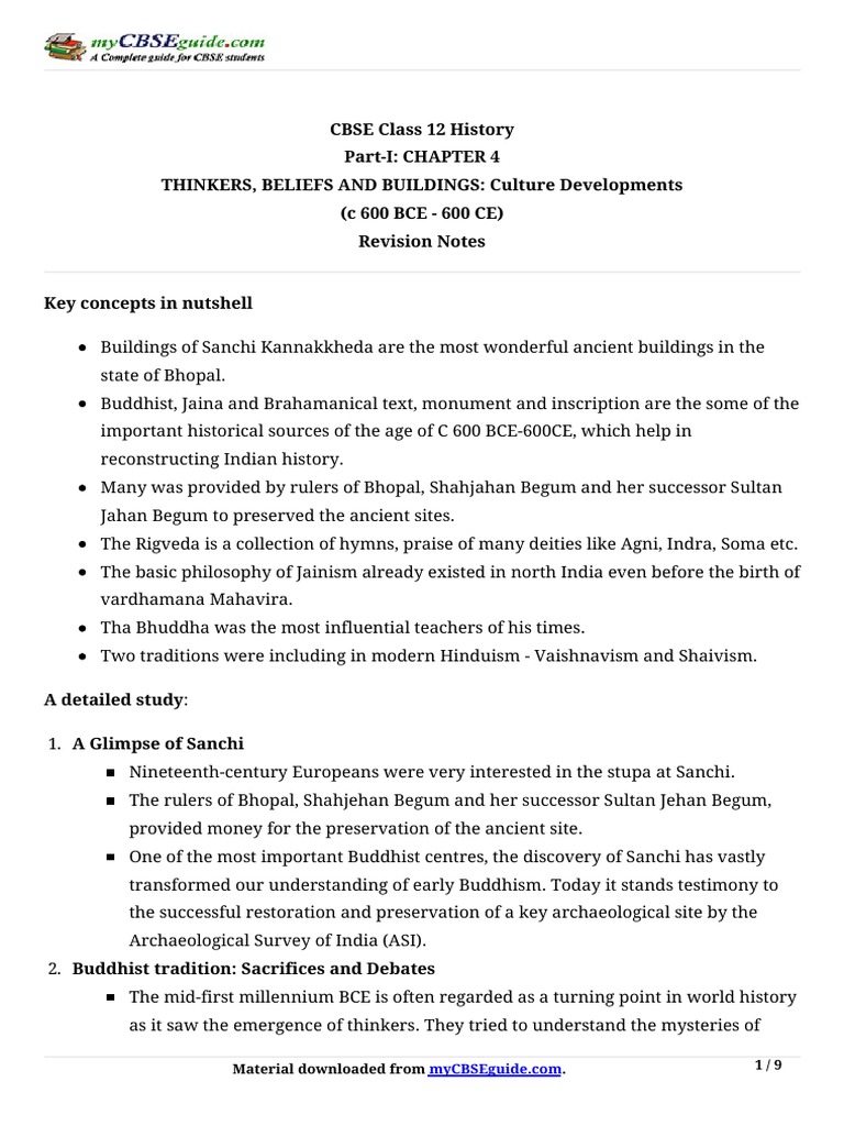 CBSE Class 12 History Part-I: CHAPTER 4 THINKERS, BELIEFS AND BUILDINGS ...