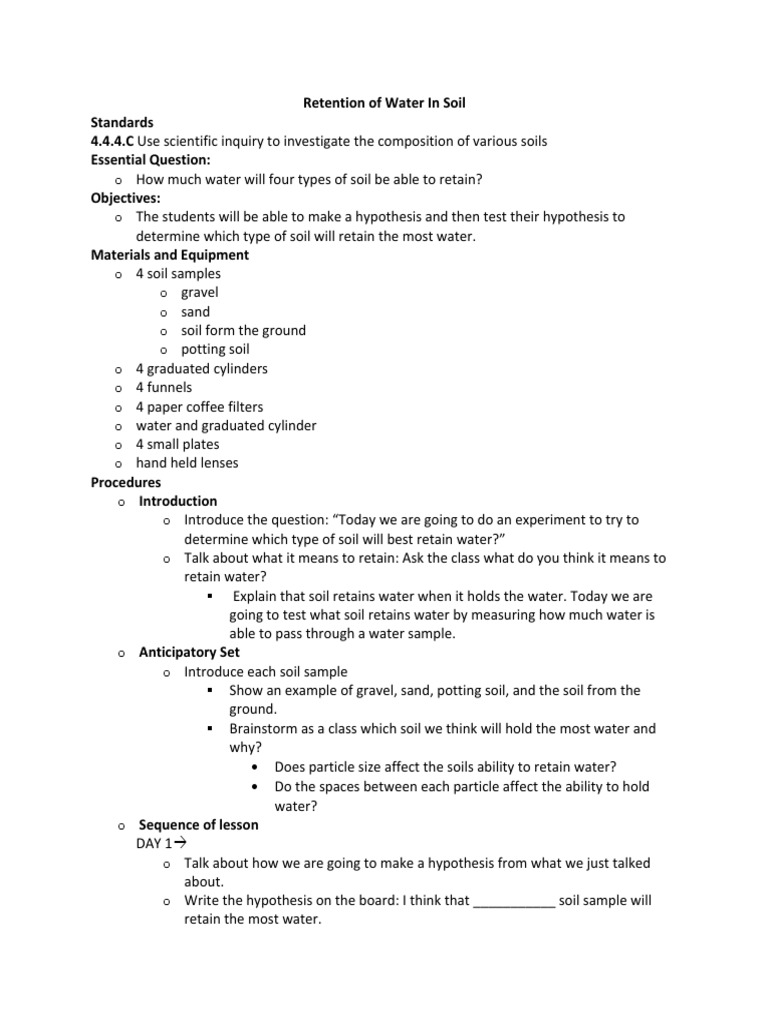 Water Retention in Soil Experiment | PDF | Soil | Hypothesis