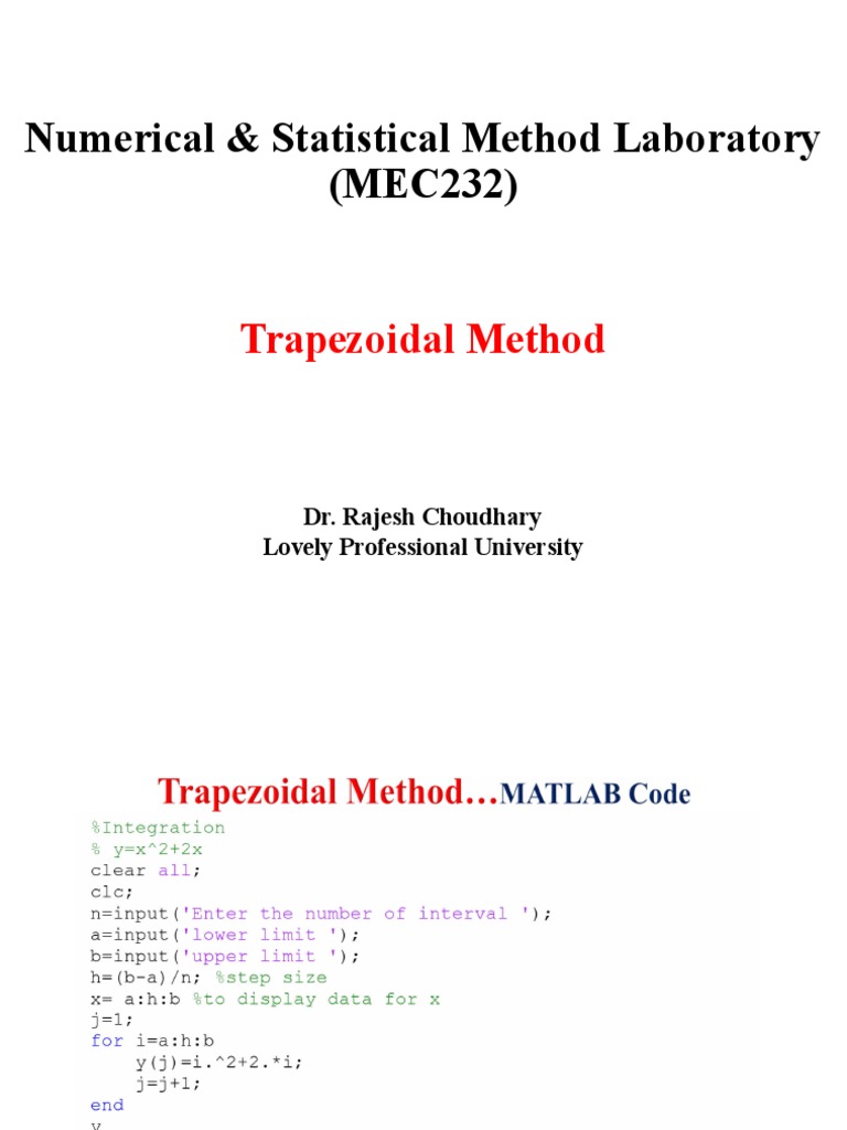 Numerical & Statistical Method Laboratory (MEC232) | PDF