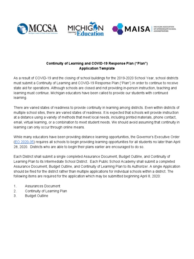 Continuity of Learning COVID 19 Response Plan | PDF | Individualized ...